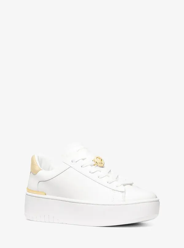 Michael Kors Dottie Leather Platform Sneaker In Size By - Gold