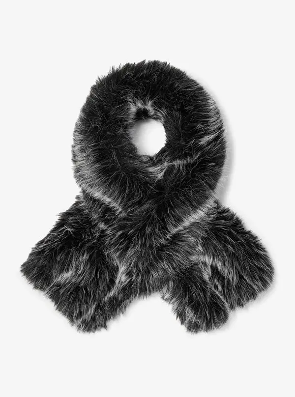 Michael Kors Faux Fur And Wool Scarf In By - Black