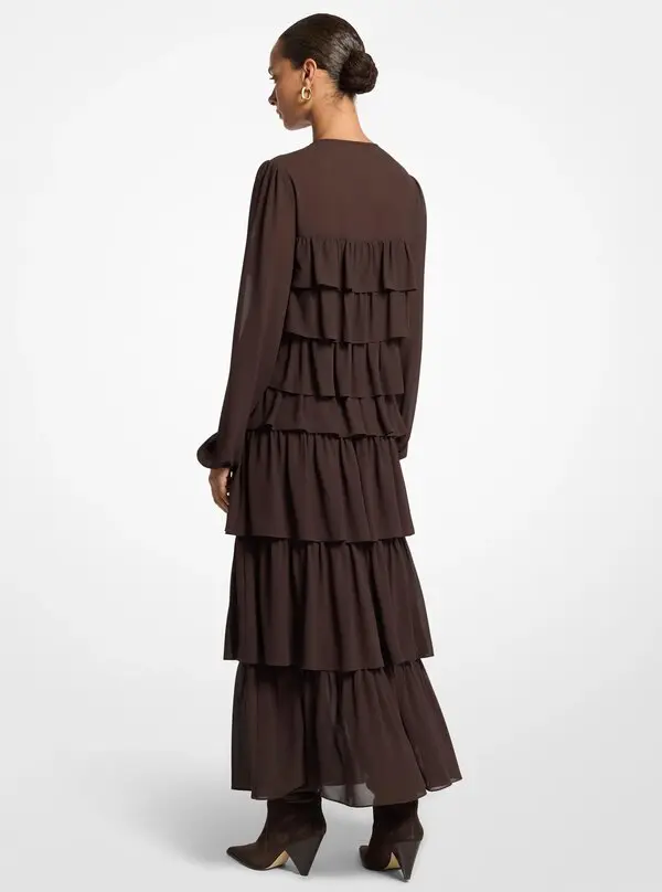 Michael Kors Ruffled Georgette Maxi Dress In Size By