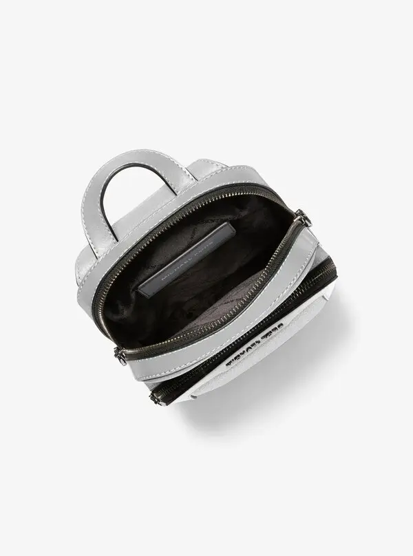 Michael Kors Hudson Medium Pebbled Leather Double-zip Sling Bag In By - Silver