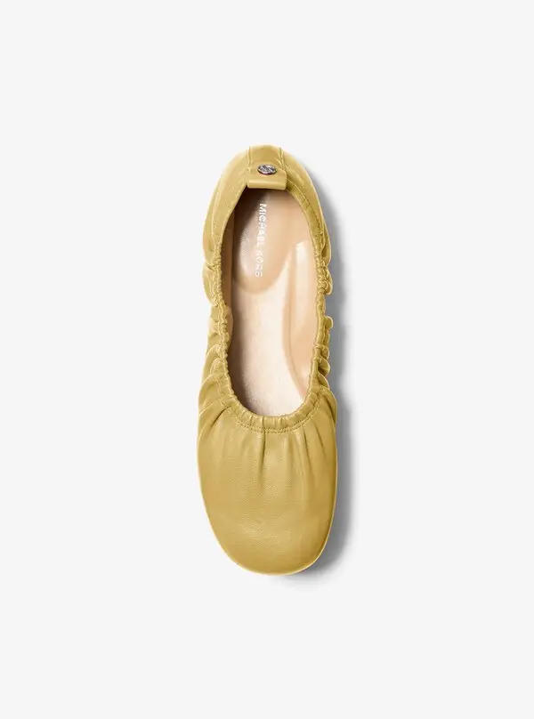 Michael Kors Bri Ruched Leather Ballet Flat In Size By - Green
