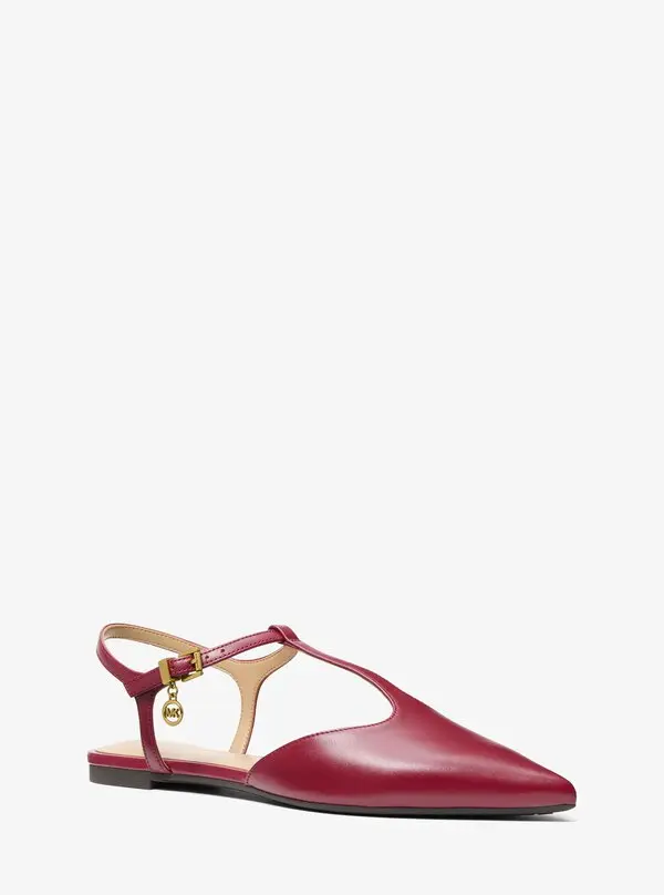 Michael Kors Cherie Flex Leather Flat In Size By - Red