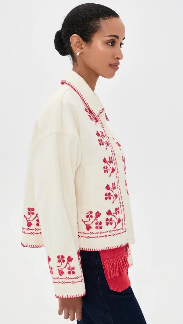 THE TINY BIG SISTER Embroidery Denim Jacket