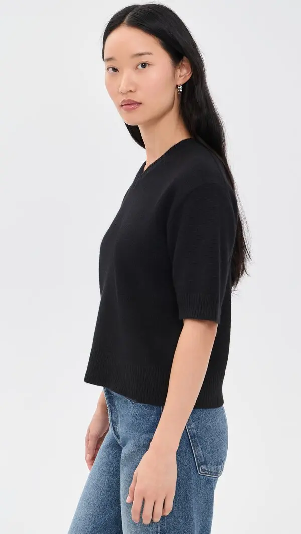 Theory Crop V Sweater Tee - Black