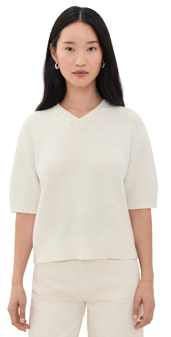 Theory Crop V Sweater Tee - Ivory