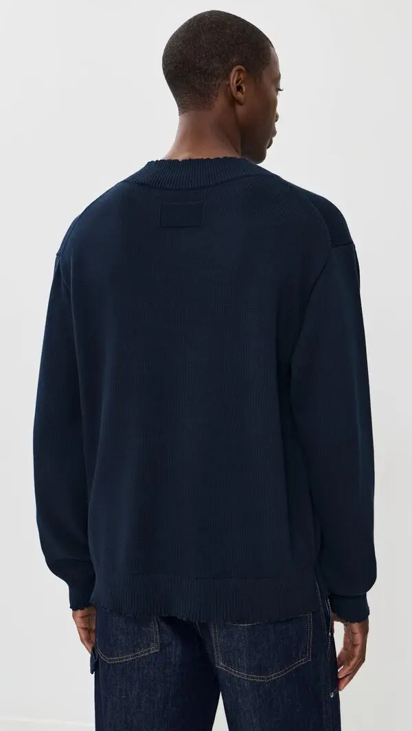 Helmut Lang Distressed V Neck Sweater
