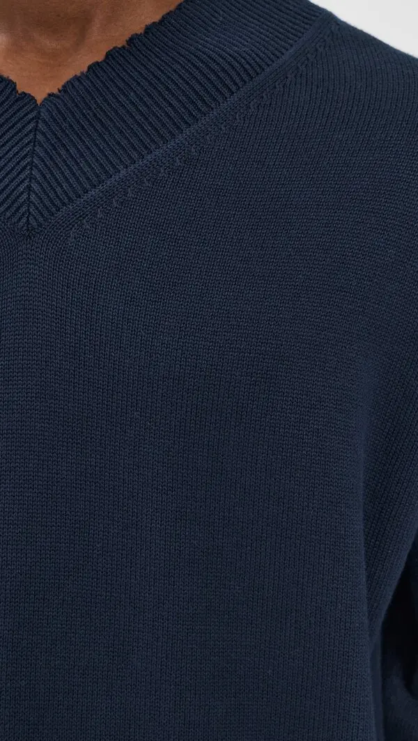Helmut Lang Distressed V Neck Sweater