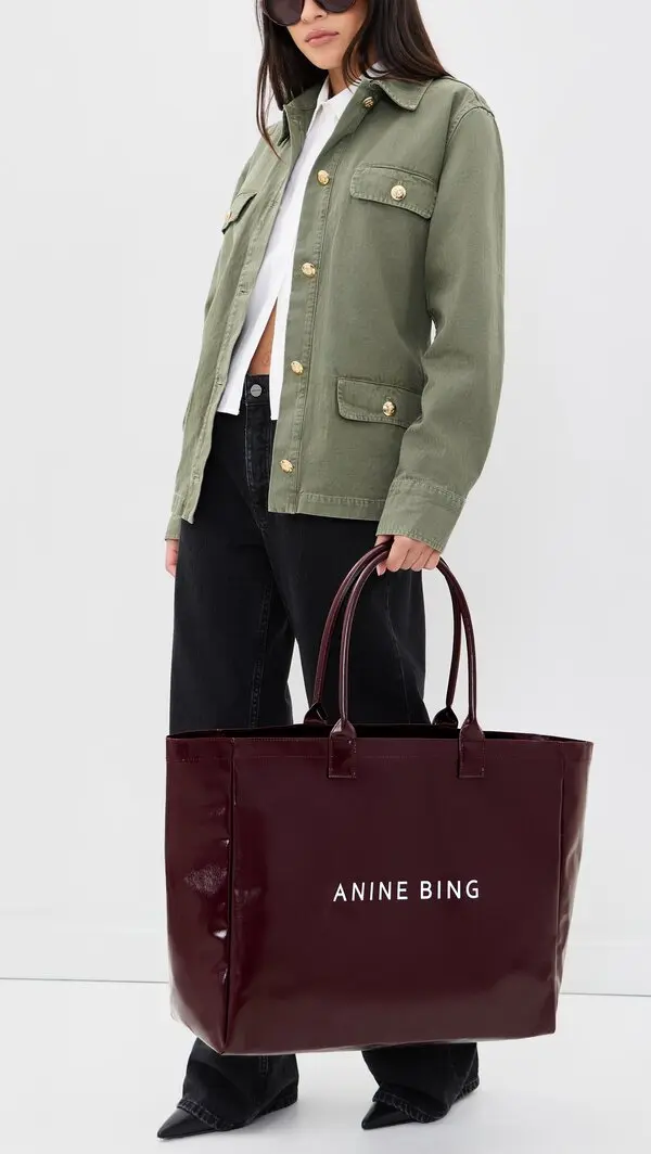 ANINE BING Leo Coated Canvas Tote Bag