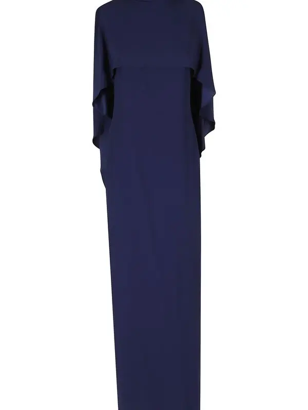 Alberta Ferretti Sleeveless Crêpe Sheath Long Evening Gown - Blue
