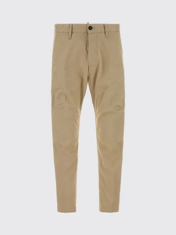 Dsquared2 Slim Fit Stretch Cotton Chino Trousers With Mid-rise Waist