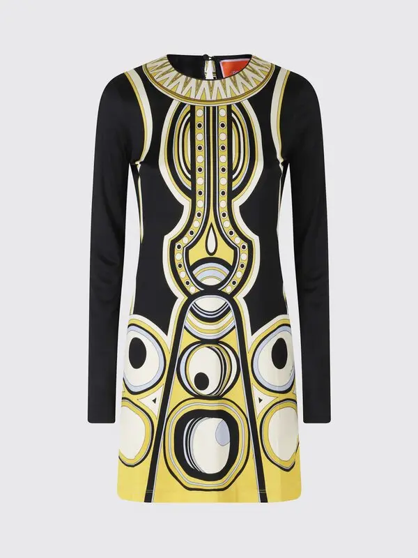 La DoubleJ Swing Viscose Mini Dress With Ethnic Pattern And Long Sleeves