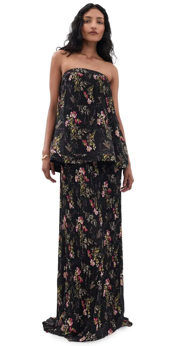 Cinq À Sept Love Letter Floral Rosaline Gown - Black Multi