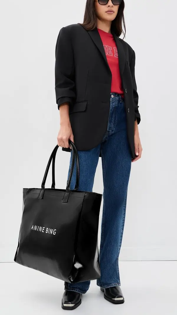 ANINE BING Leo Coated Canvas Tote Bag