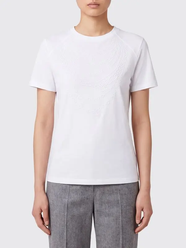 Elisabetta Franchi Slim Fit Cotton T-shirt With Graphic Print - White