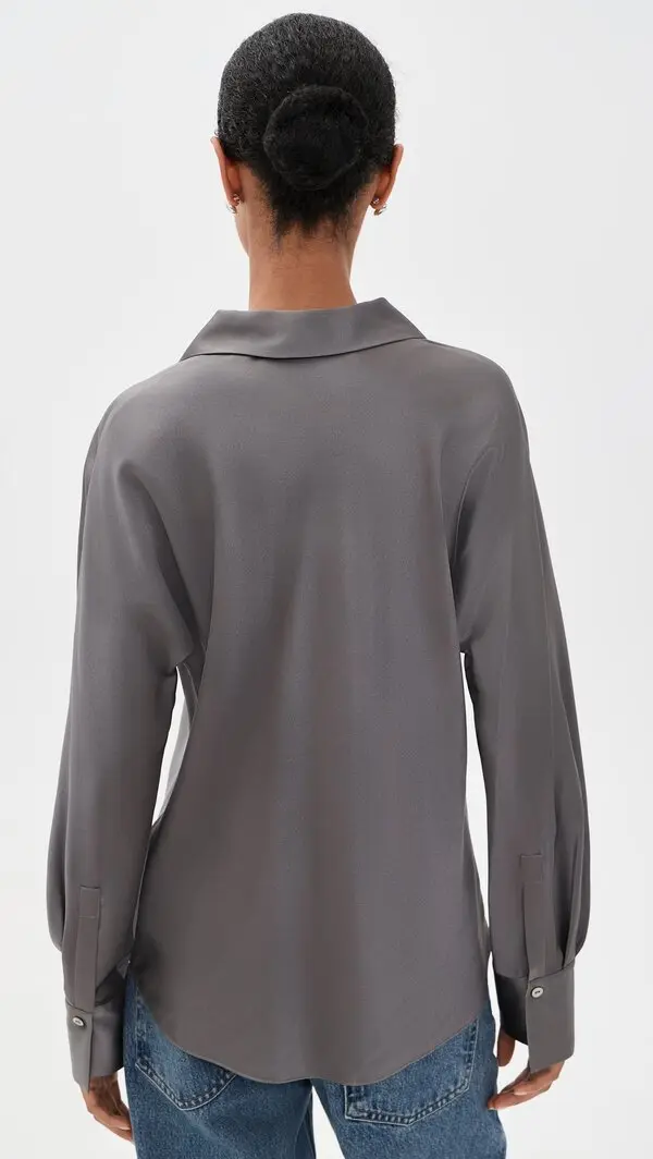 Vince Bias Silk Button Down Shirt