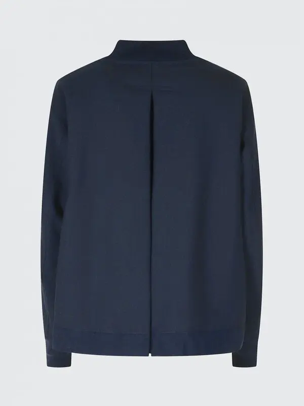 SEMICOUTURE Wool Blend Bomber Jacket With Elasticated Collar - Blue