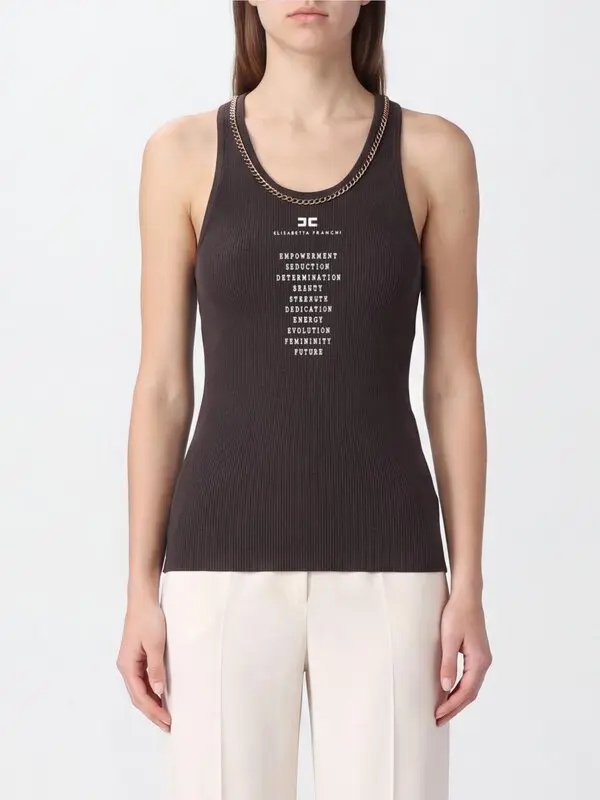 Elisabetta Franchi Sleeveless Silk Blend Top - Brown