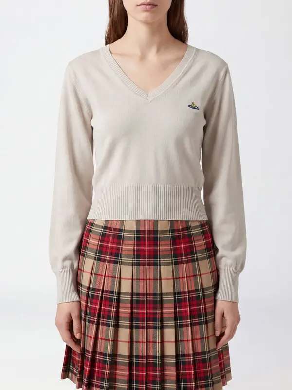 VIVIENNE WESTWOOD Orb Logo V-neck Jumper - White