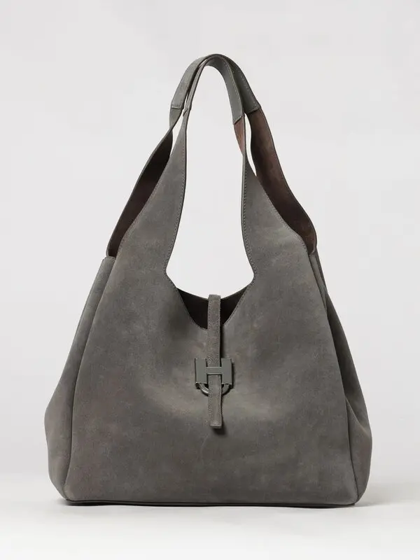 Hogan Suede Leather Shoulder Bag - Grey