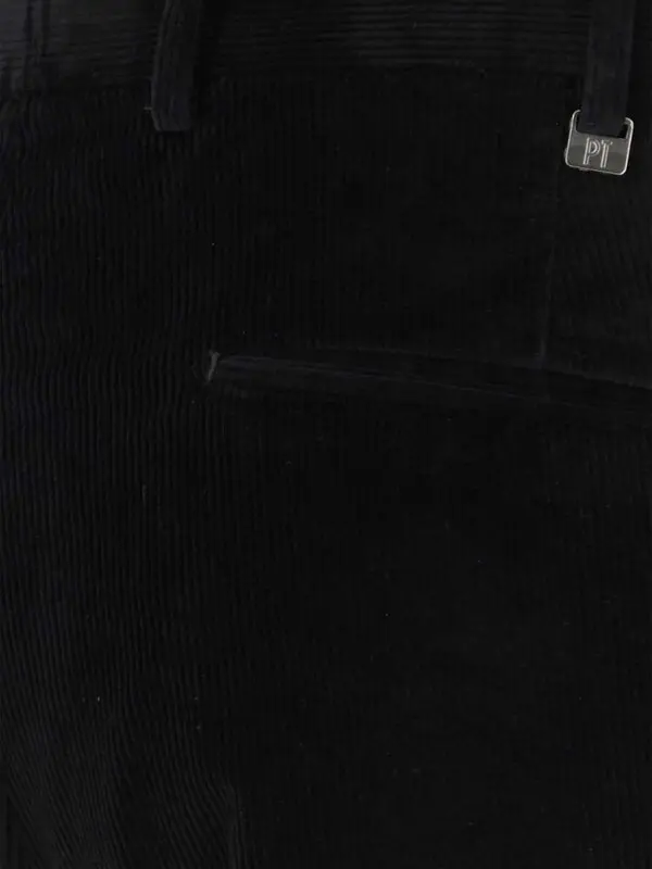 PT TORINO Slim Fit Corduroy Cotton Chino Trousers - Black