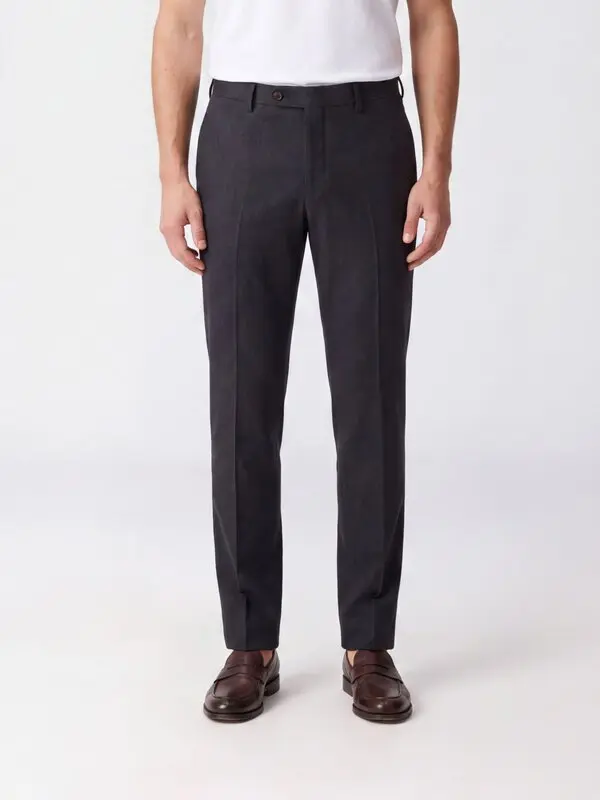 PT TORINO Slim Fit Stretch Virgin Wool Tailored Trousers With Welt Pockets - Grey