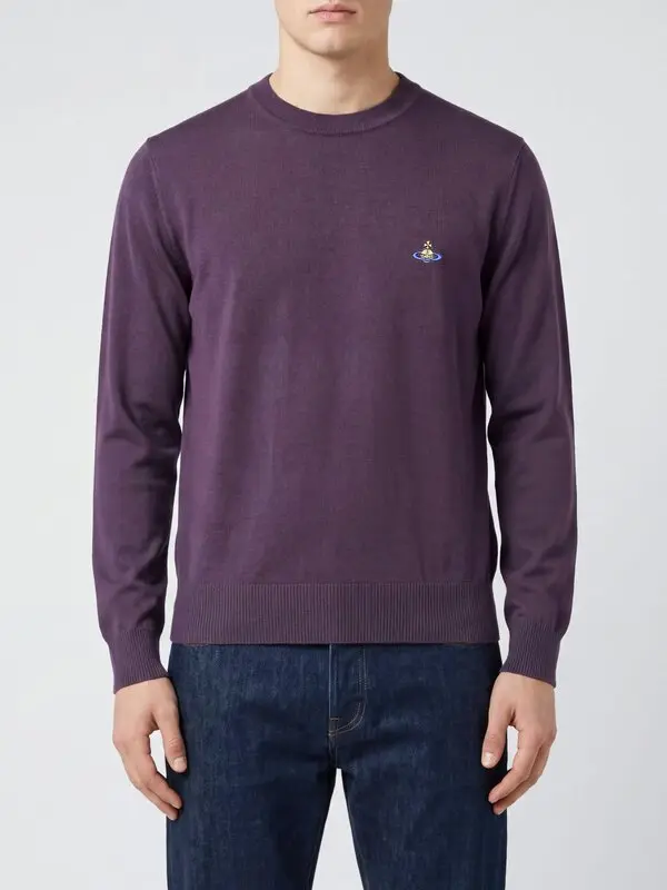 VIVIENNE WESTWOOD Pure Wool Crewneck Jumper With Embroidered Orb Logo - Red