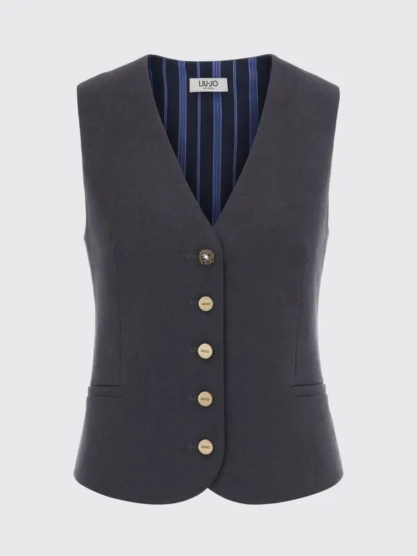Liu Jo Slim Fit Single-breasted Tailored Vest - Grey