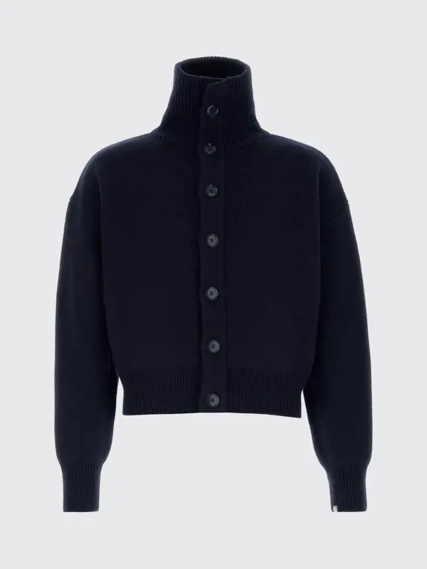 Extreme Cashmere High-neck Button-up Cardigan In 100% Cashmere - Navy
