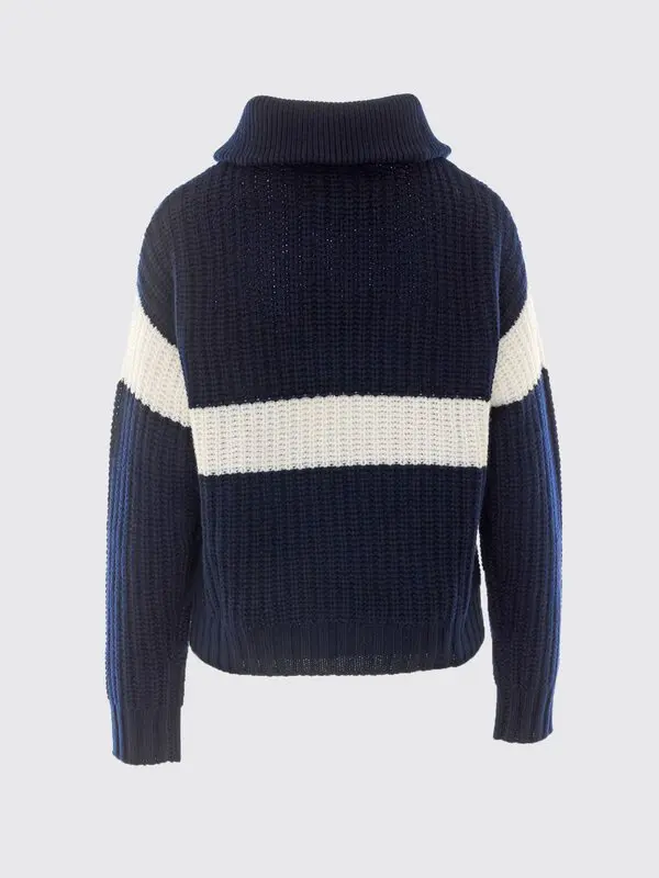 LISA YANG Bicolour Abstract Pattern Cashmere Zip Neck Jumper - Blue