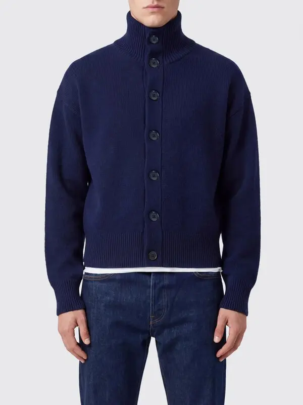 Extreme Cashmere High-neck Button-up Cardigan In 100% Cashmere - Blue