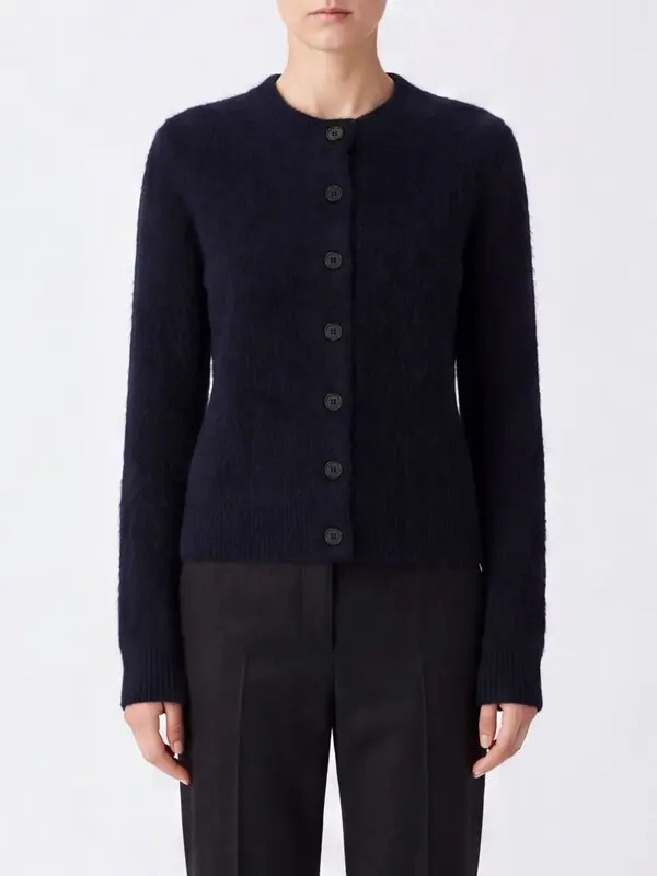 LISA YANG Pure Cashmere Crewneck Cardigan - Black