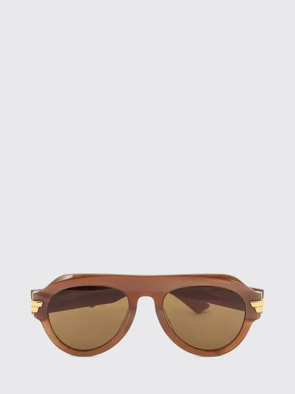 Bottega Veneta Rounded Aviator Sunglasses In Acetate - Dark