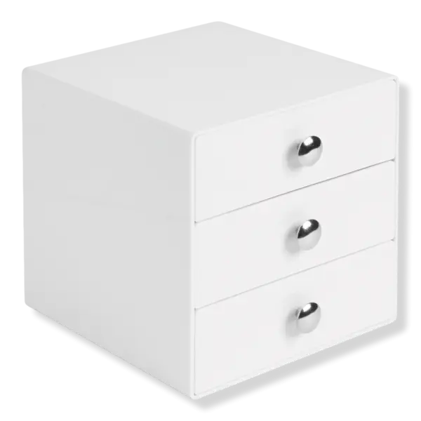 IDESIGN Stackable 3-drawer Vanity Makeup Organizer - White