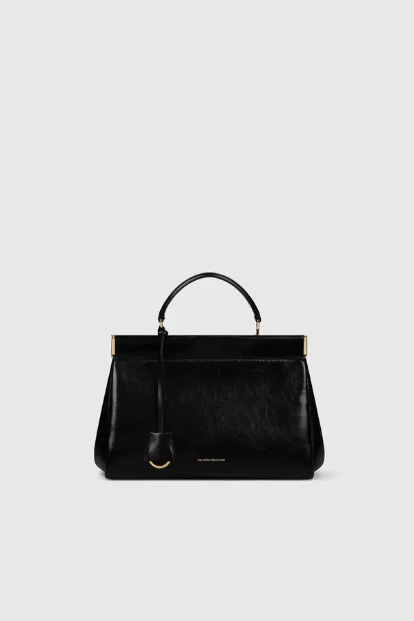 Victoria Beckham Sloane Frame Bag 28 Distressed Leather - Black