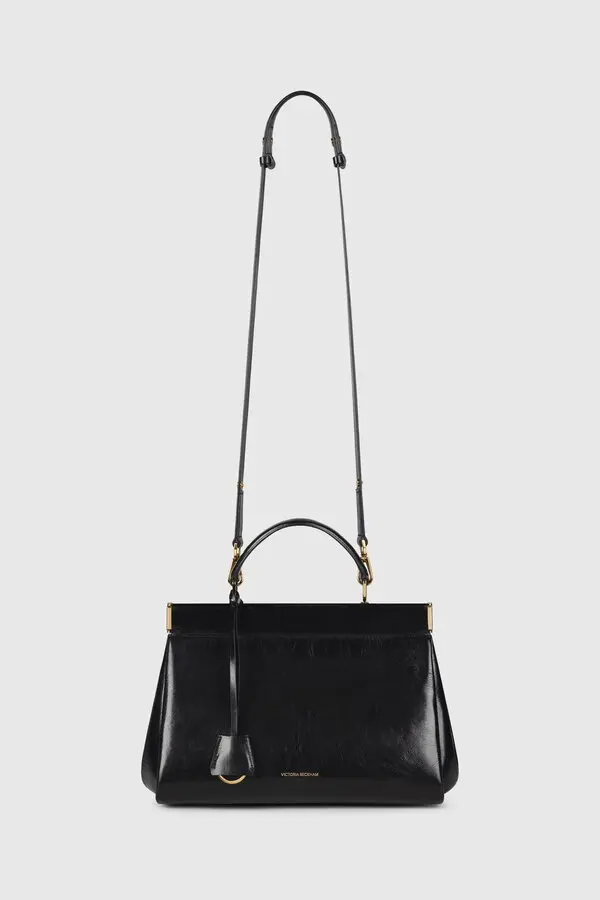 Victoria Beckham Sloane Frame Bag 28 Distressed Leather - Black
