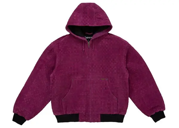 Supreme Woven Suede Hooded Work Jacket - Purple