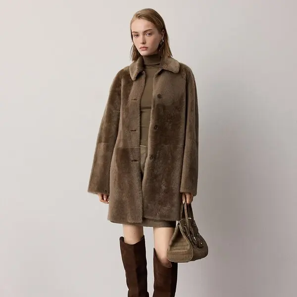 Ralph Lauren Carreen Foiled Lambskin Skirt - Bronze