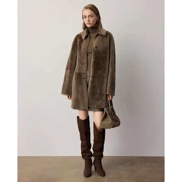 Ralph Lauren Carreen Foiled Lambskin Skirt