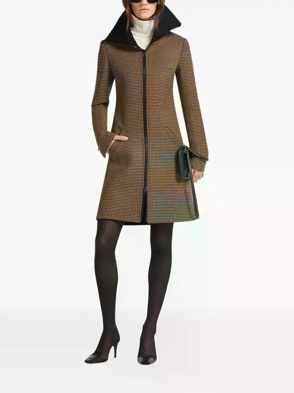 COURREGES Houndstooth-pattern High-collar Coat