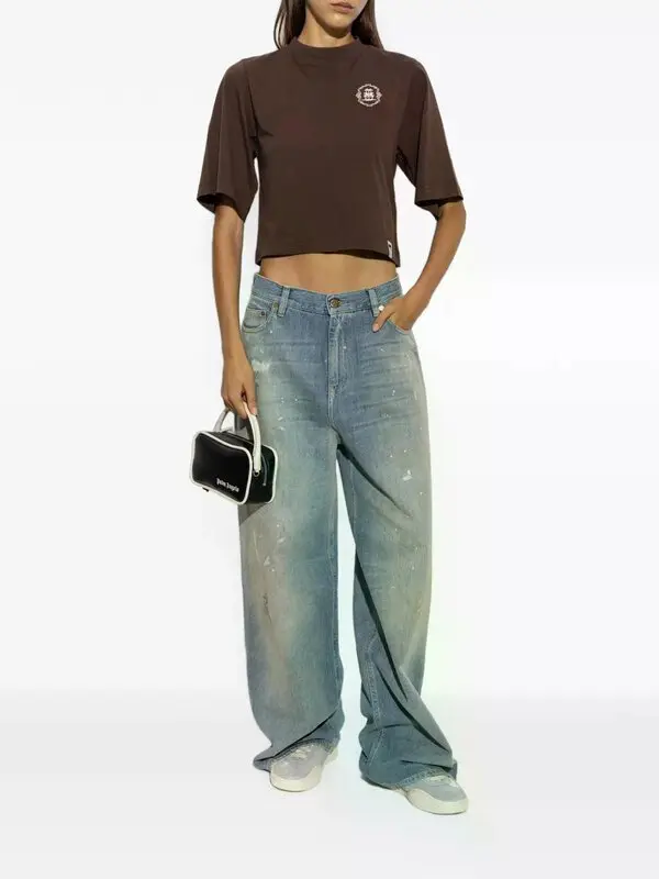 Palm Angels Oversized Cropped T-shirt - Brown