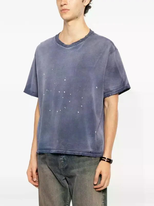 MOOJI MOOJI Distressed Paint-splatter T-shirt