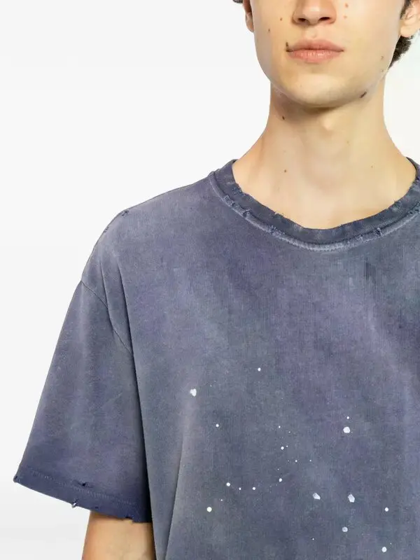 MOOJI MOOJI Distressed Paint-splatter T-shirt