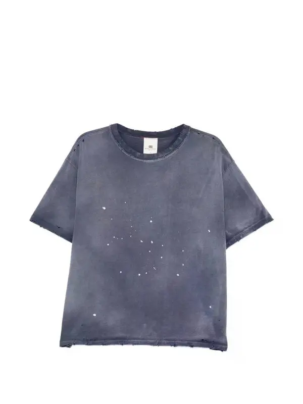 MOOJI MOOJI Distressed Paint-splatter T-shirt - Blue