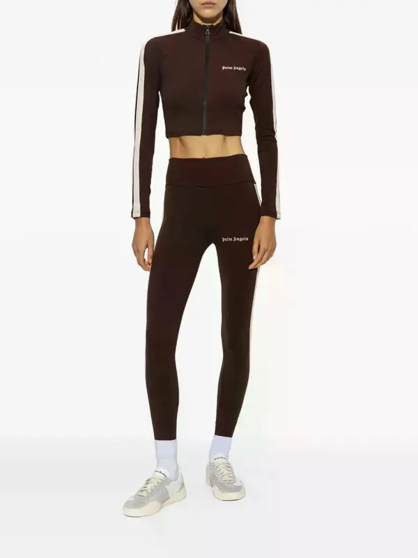 Palm Angels Logo-print Zip-up Cropped Sweatshirt