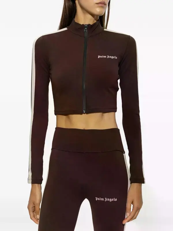 Palm Angels Logo-print Zip-up Cropped Sweatshirt