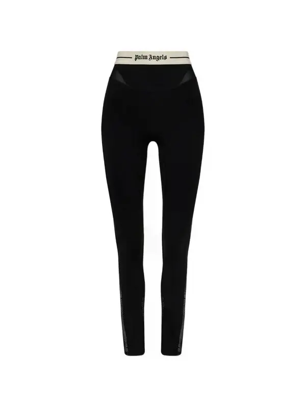Palm Angels Logo-waistband Mesh-panel Leggings
