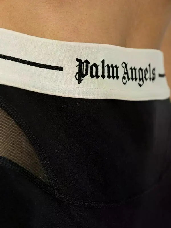 Palm Angels Logo-waistband Mesh-panel Leggings