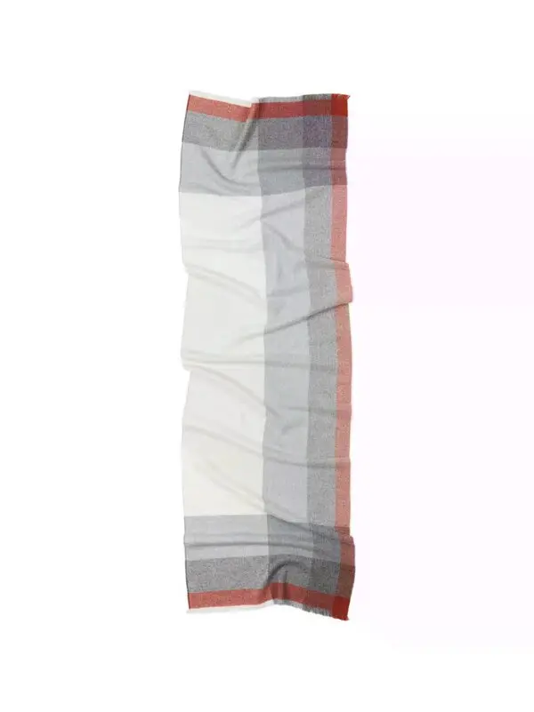 Brunello Cucinelli Wool And Cashmere Checked Twill Scarf - White