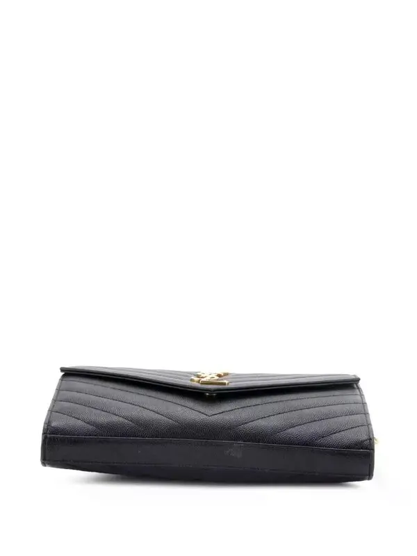 Saint Laurent Classic Monogram Wallet On Chain Matelasse Chevron Leather Medium Crossbody Bag