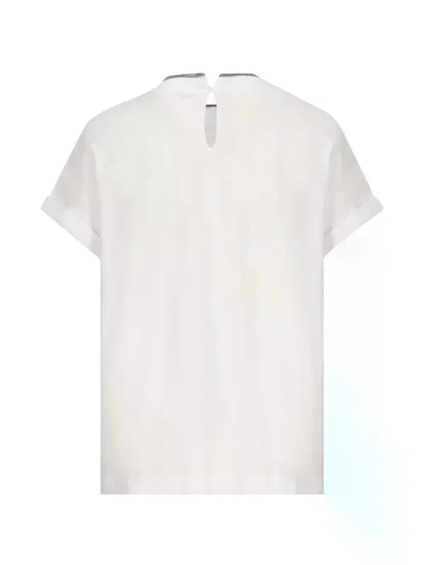 Brunello Cucinelli Stretch Cotton Jersey T-shirt With Monili - White
